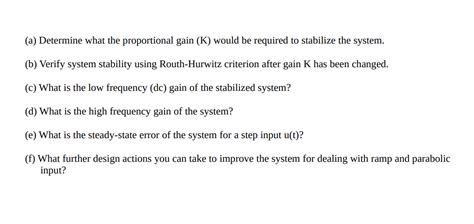 Solved A Control System Is Shown On The Following Block Chegg