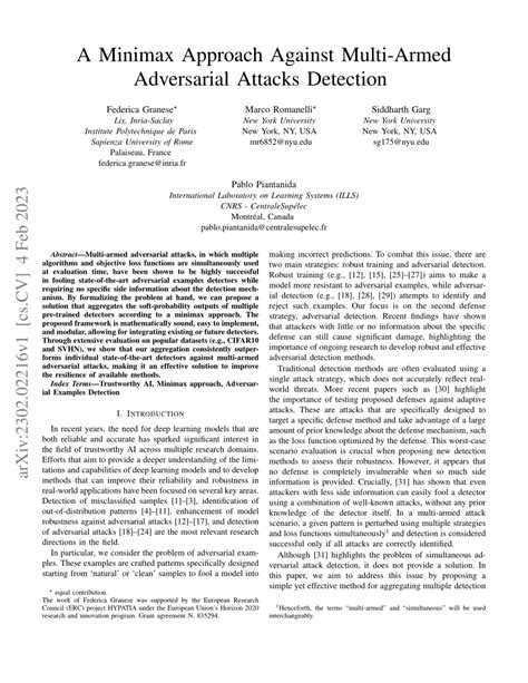 Pdf A Minimax Approach Against Multi Armed Adversarial Attacks Detection