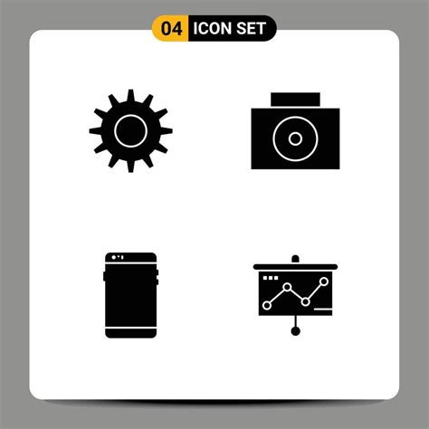 Pack Of 4 Creative Solid Glyphs Of Cogs Samsung Nuclear Smart Phone Presentation Editable Vector
