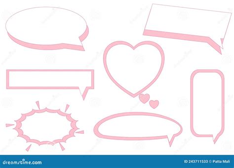 Set Of The Blank Pink Speech Bubble Conversation Box Chatbox Frame