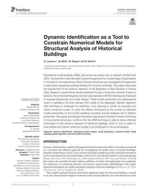 Pdf Dynamic Identification As A Tool To Constrain Numerical Models