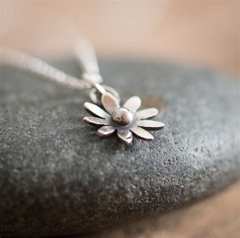Sterling Silver Flower Necklace Folksy