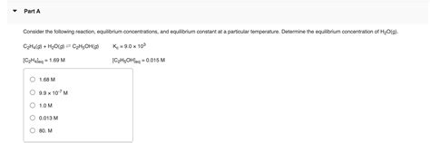 Solved Consider The Following Reaction Equilibrium