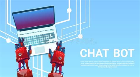 Chat Bot Hands Using Laptop Computer Robot Virtual Assistance Of Website Or Mobile Applications