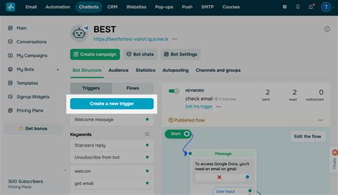 Manage Chatbot Flow Triggers Sendpulse