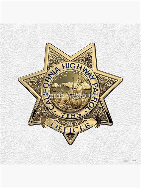 California Highway Patrol Chp Officer Badge 7185 Over White Leather Canvas Print For Sale By