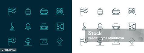 철도 트랙의 끝 도로 교통 표지판 화물 열차 왜건 철도 터널 기차역 종 석탄 화장실 및 여행 가방 아이콘을 설정합니다 벡터 0명에 대한 스톡 벡터 아트 및 기타 이미지