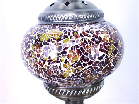 Turkish Mosaic Table Lamp Apricot Red With Large Elegant Base Cm Nirvana