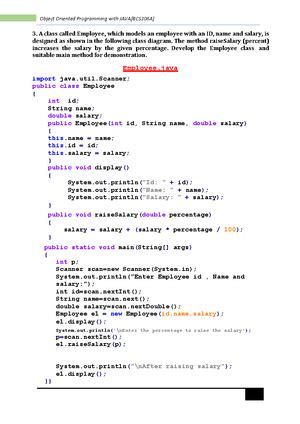 Java Experiment 9 - Jdhfj - Object Oriented Programming with JAVA[BCS306A] 9. Develop a JAVA ...