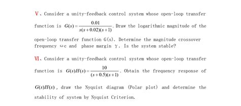 Solved V Consider A Unity Feedback Control System Whose Chegg