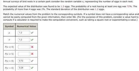 [answered] annual surveys of bird nests in a certain park consider the