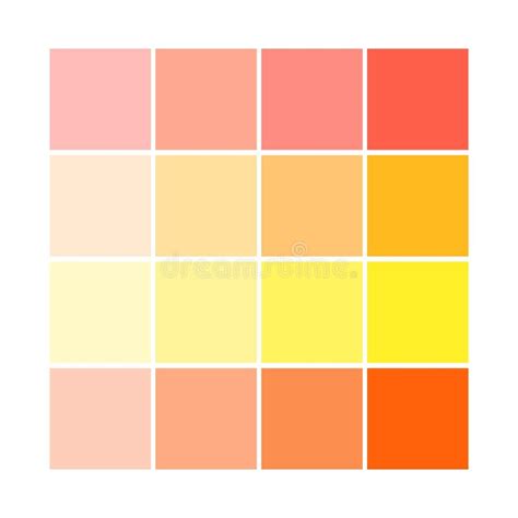 Color Palette Squares Warm Gradient Shades Vector Grid Arrangement Soft Pastel Tones Stock