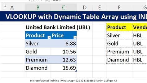 Vlookup With Dynamic Table Array Using Indirect Function In Microsoft Excel Youtube