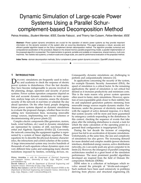 pdf dynamic simulation of large scale power systems using a parallel