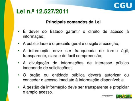Ppt L Ei De Acesso à Informação N º 12527 De 18 De Novembro De 2011