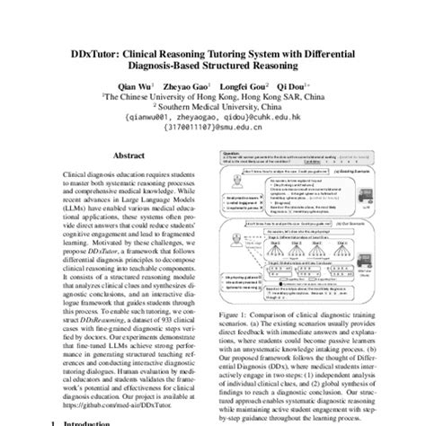 Ddxtutor Clinical Reasoning Tutoring System With Differential Diagnosis Based Structured