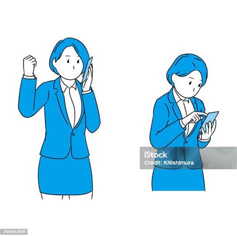 주먹 펌프를 만들어 조작하면서 휴대폰으로 통화하는 사업가 일러스트 Brand Name Smart Phone에 대한 스톡 벡터