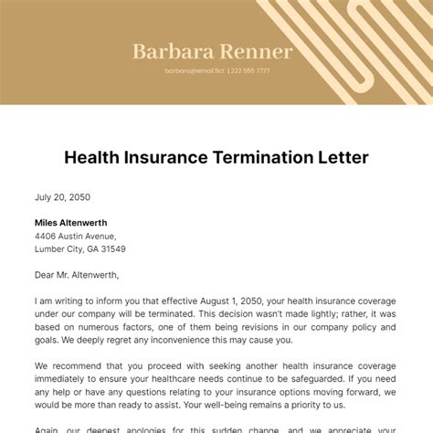 Loss Of Coverage Letter Template