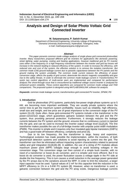 Pdf Analysis And Design Of Solar Photo Voltaic Grid Connected Dokumen Tips