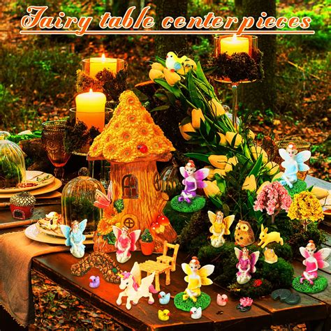 50 Pcs Solar Garden Kit Fairy House Miniatures Fairies
