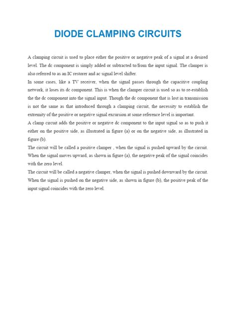 diode clamping circuits pdf electricity electronics