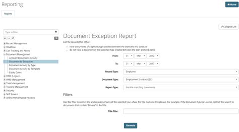 Document Exception Report Enablehr