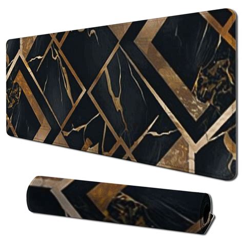 Black Gold Stone Pattern Prints Large Office Gaming Mouse Pad Strong Adhesion And Durability