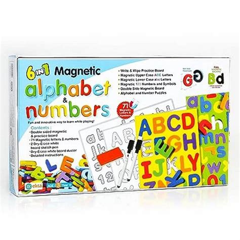 ekta 6 in 1 magnetic alphabet and numbers game learning and educational