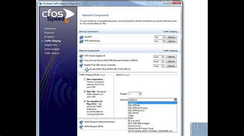 cfosspeed 6 60 how to adjust the medium protocol for your internet