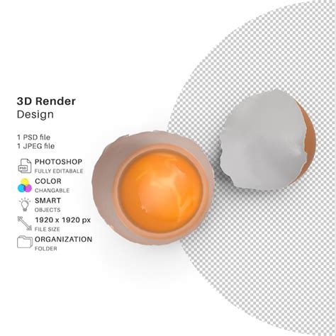Premium Psd Cracked Egg Shell 3d Modeling Psd File Realistic Egg Shell