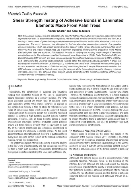 New Article Just Released Looking At A Different Resource For Mass Timber Construction Shear