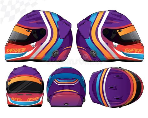 Racing Helmet Design Template Set Stock Vector Illustration Of Head