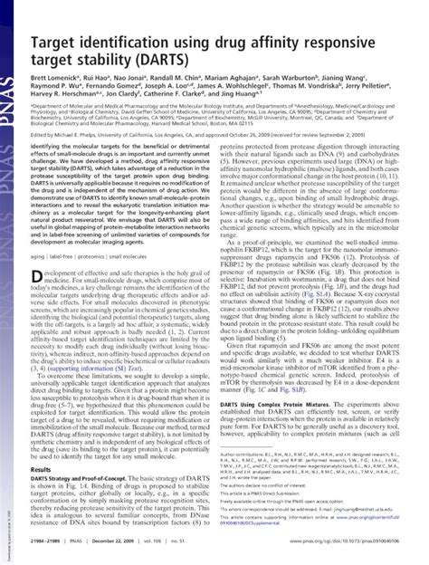 PDF Target Identification Using Drug Affinity Responsive Target Identification Using Drug