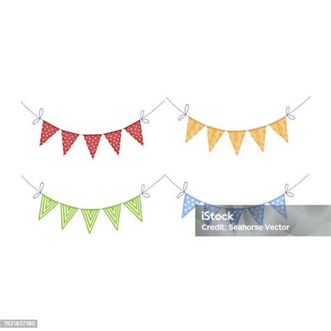 물방울 무늬와 패턴이 있는 다채로운 축제 깃발 축하 화환 장식 벡터 일러스트 레이 션입니다 파티 장식 즐거운 이벤트 배너 디자인 축제 분위기 벡터 일러스트 레이 션