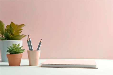 Premium Photo Detail Of A Minimalist Desk With A Notebook For Notes And A Simple Style