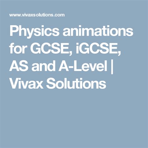 Physics Animations For Gcse Igcse As And A Level Vivax Solutions Physics Gcse Education