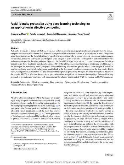 Pdf Facial Identity Protection Using Deep Learning Technologies An