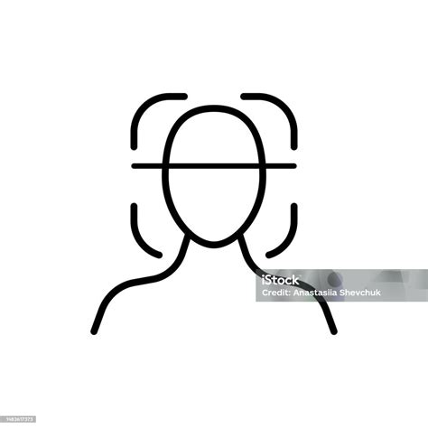 Face Id Line Icon Black Face Scan With Face Id Vector Icons Stock