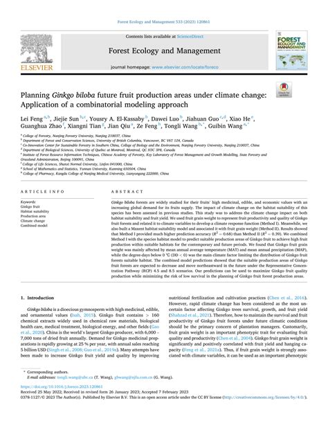 Pdf Planning Ginkgo Biloba Future Fruit Production Areas Under