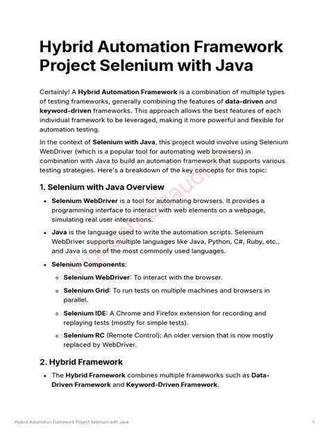 Hybrid Automation Framework 1738752476 Pdf Selenium Software Software Engineering
