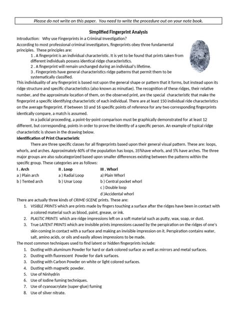 Simplifiedfingerprintanalysis Pdf Fingerprint Materials