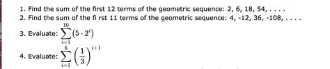 solved find the sum of the first 12 terms of the geometric