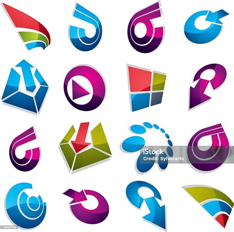 Geometric Abstract 3d Vector Shapes Collection Of Arrows Stock Illustration Download Image Now