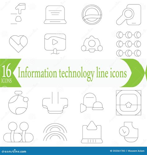Information Technology Line Icons Collection. Big UI Icon Set in a Flat Design. Thin Outline ...