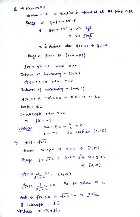 Solved For Each Of The Functions Below State The Domain And Range