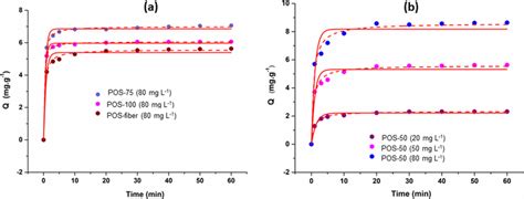 Experimental Data Of Adsorption Kinetics And Nonlinear Fits Of The