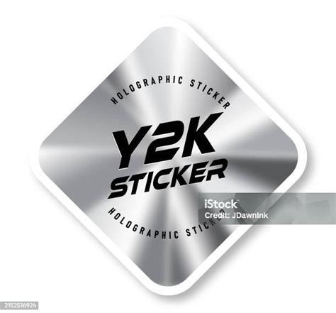 복고풍 2000 년대 스타일 Y2k 스타일 홀로그램 실버 팔각형 모양의 스티커 라벨 디자인 서식 파일 흰색 배경 은 금속에 대한 스톡 벡터 아트 및 기타 이미지 Istock