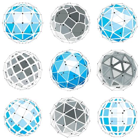 Premium Vector D Vector Digital Wireframe Spherical Objects Made Using Different Geometric