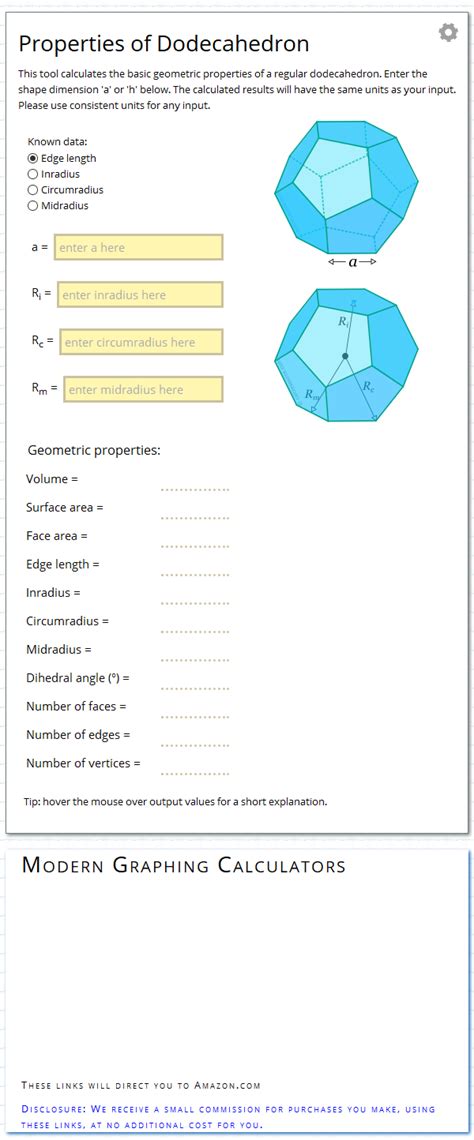 Properties Of Regular Dodecahedron Calculator Calcresource