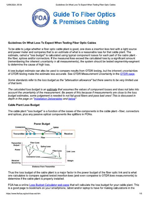 Guidelines On What Loss To Expect When Testing Fiber Optic Cables Pdf